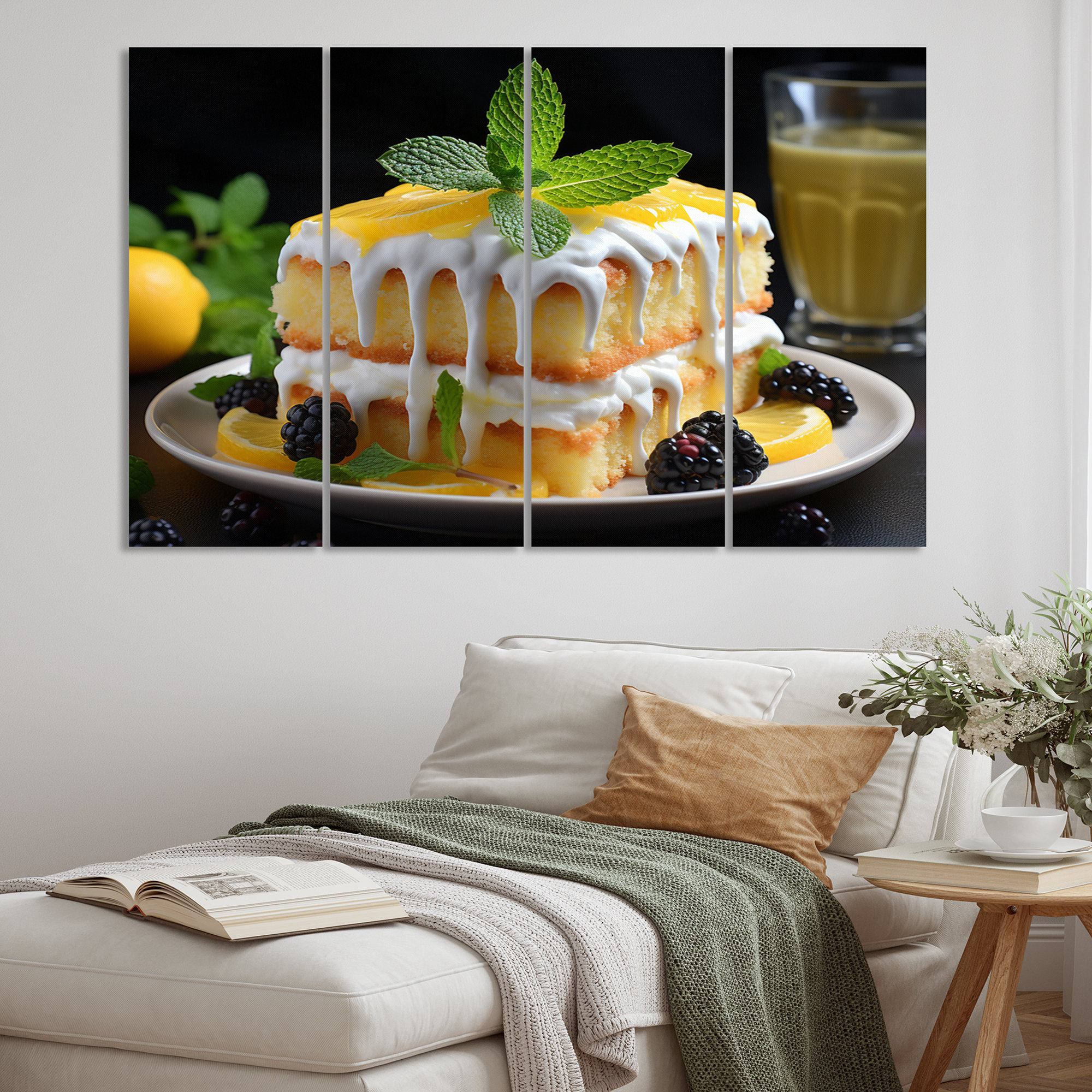 Ebern Designs Lemon Cake Mmmmmmm I - 4 Piece Wrapped Canvas Print | Wayfair