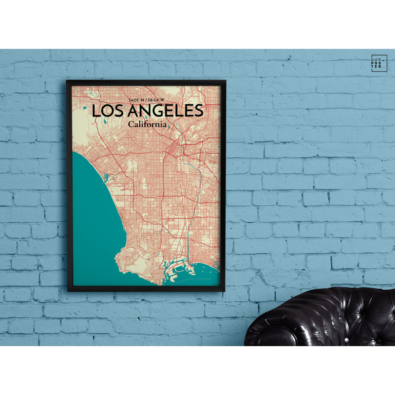 OurPoster.com Los Angeles City Map On Paper Print | Wayfair