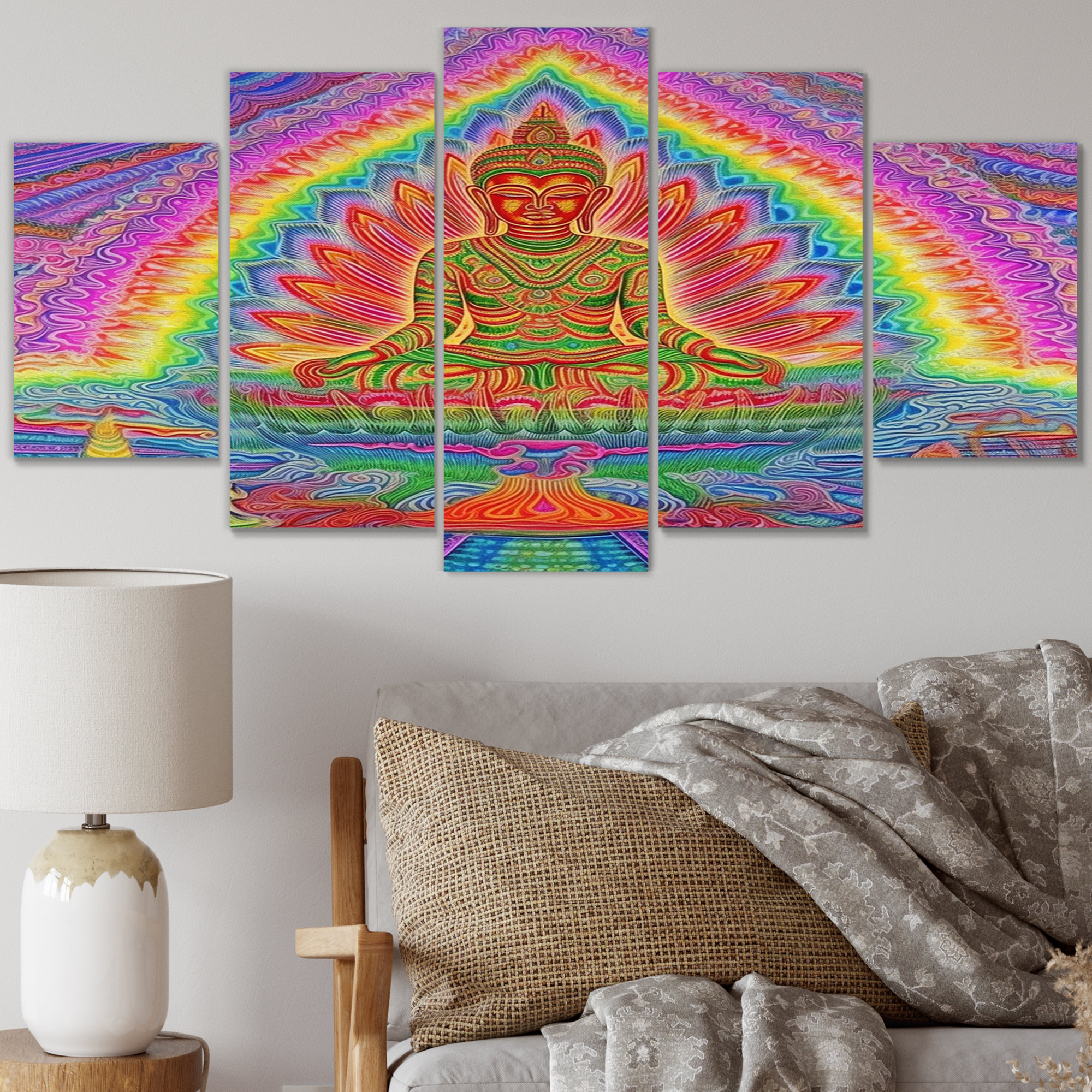Design Art Buddhist Monk Mindfulness Meditation II - Meditation Wall ...