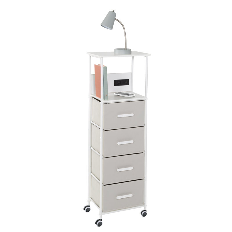 Rebrilliant 4-Drawer Storage Cart with USB and Outlet | Wayfair