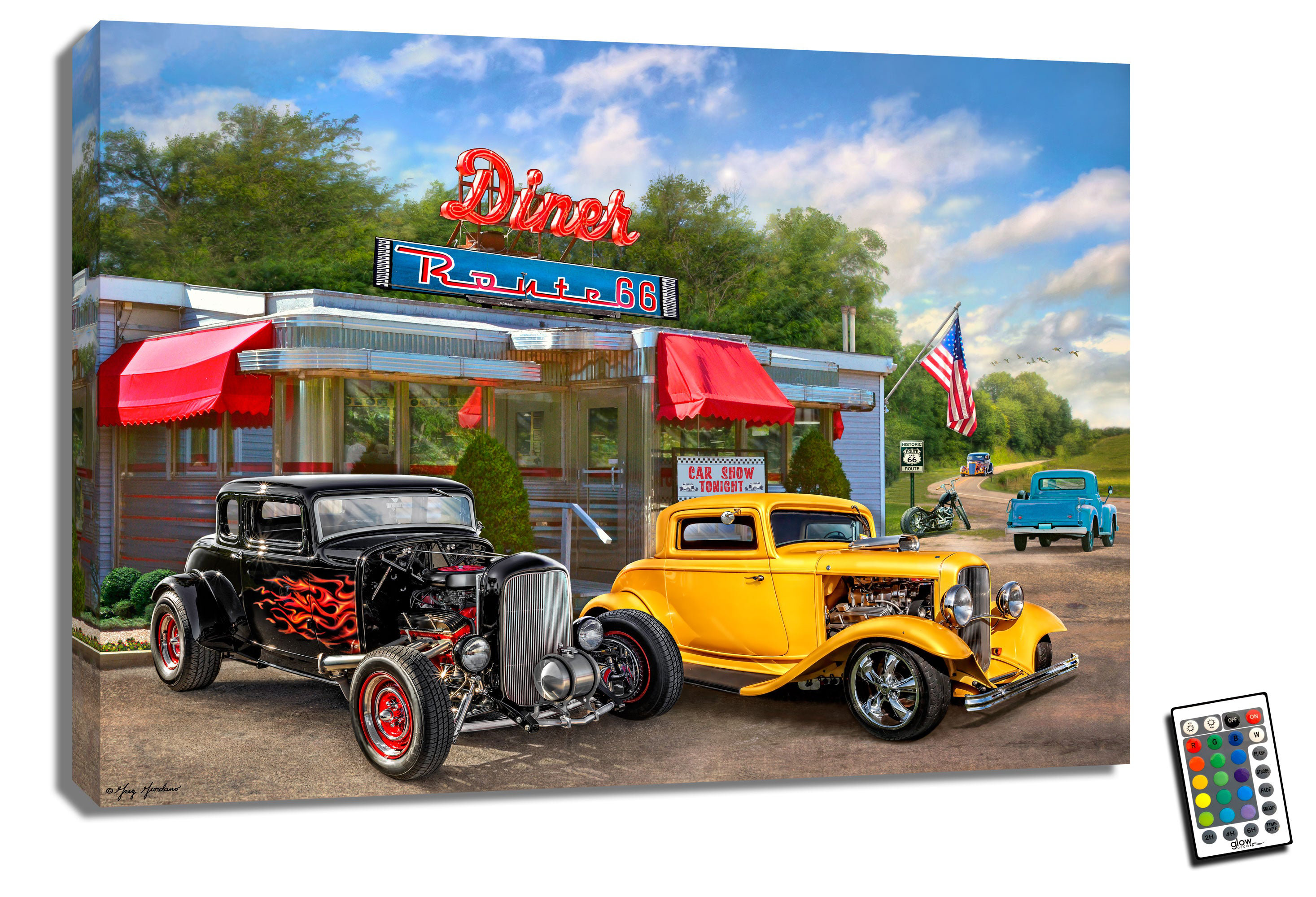 Glow Decor Hot Rods 18x24 Fully Illuminated ColorChange LED Print | Wayfair
