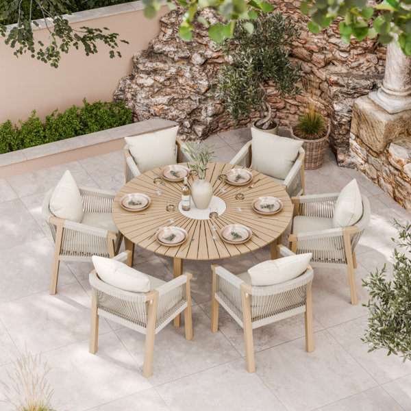 Royal Craft Roma 6 Seater Rope Dining Set Terrazzo Insert | Wayfair.co.uk