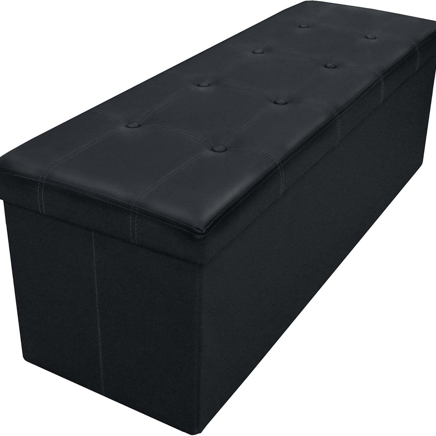 Ebern Designs Folding Chest With Memory Foam Seat Tufted Faux Leather ...