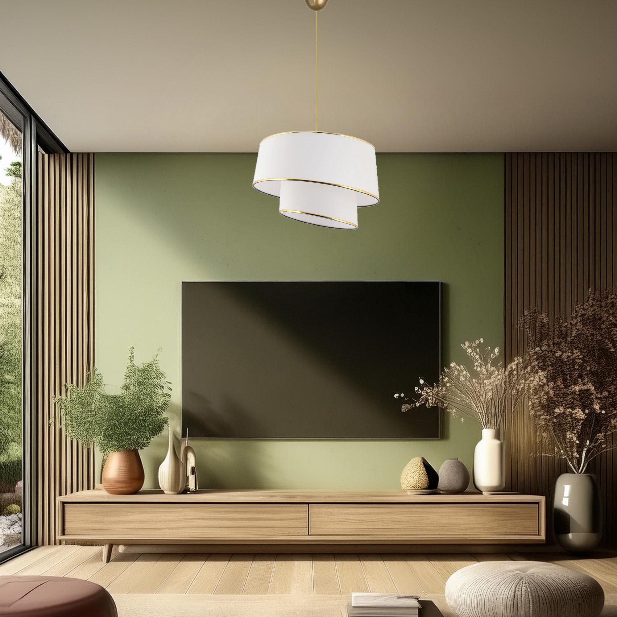 Mercer41 Metal Body Tiered Chandelier With Fabric Cap | Wayfair