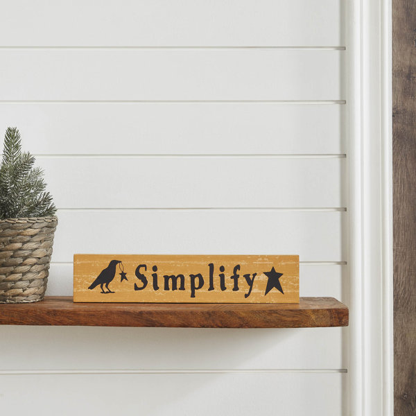 Gracie Oaks Simplify Prim Stars w/ Raven Base MDF Sign 2.75x13 | Wayfair