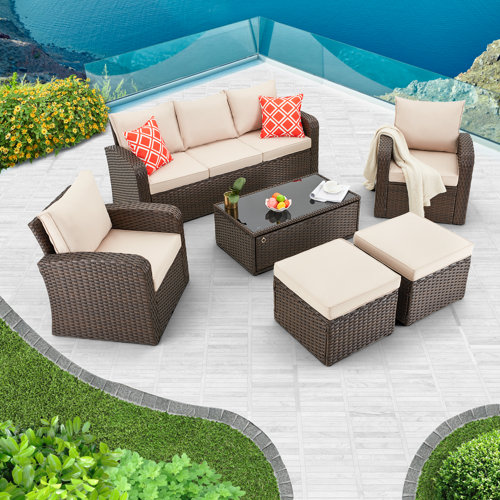HOMREST 6 Piece Sofa Seating Group with Cushions & Reviews | Wayfair