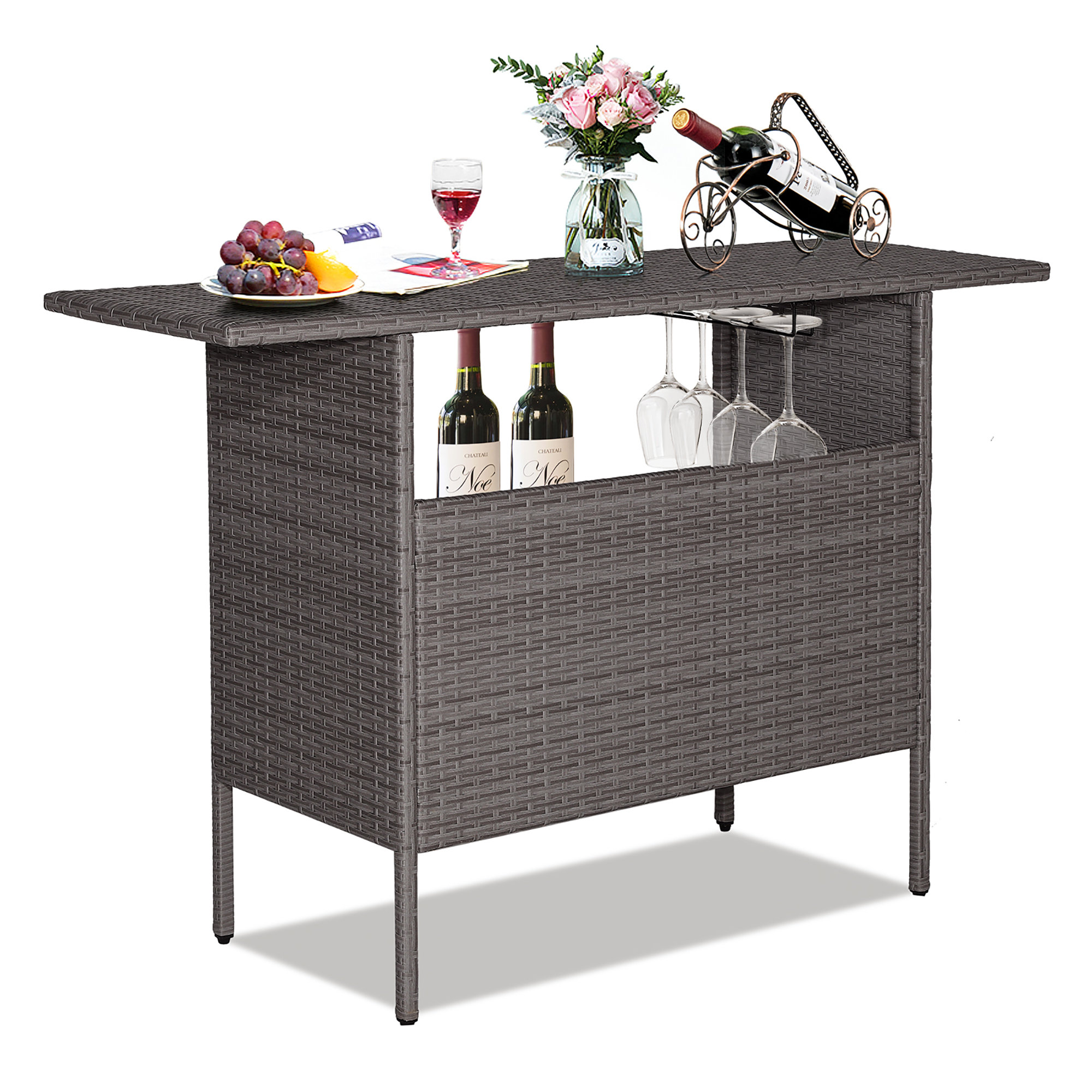 Latitude Run® Burghilde Wicker Bar Table | Wayfair