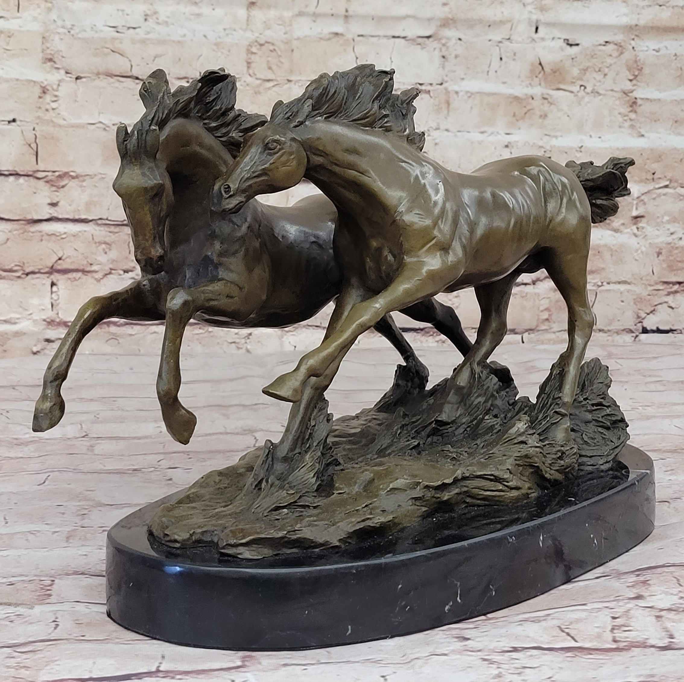 Foundry Select Two Horses Running Galloping - Signed Original Bronze ...
