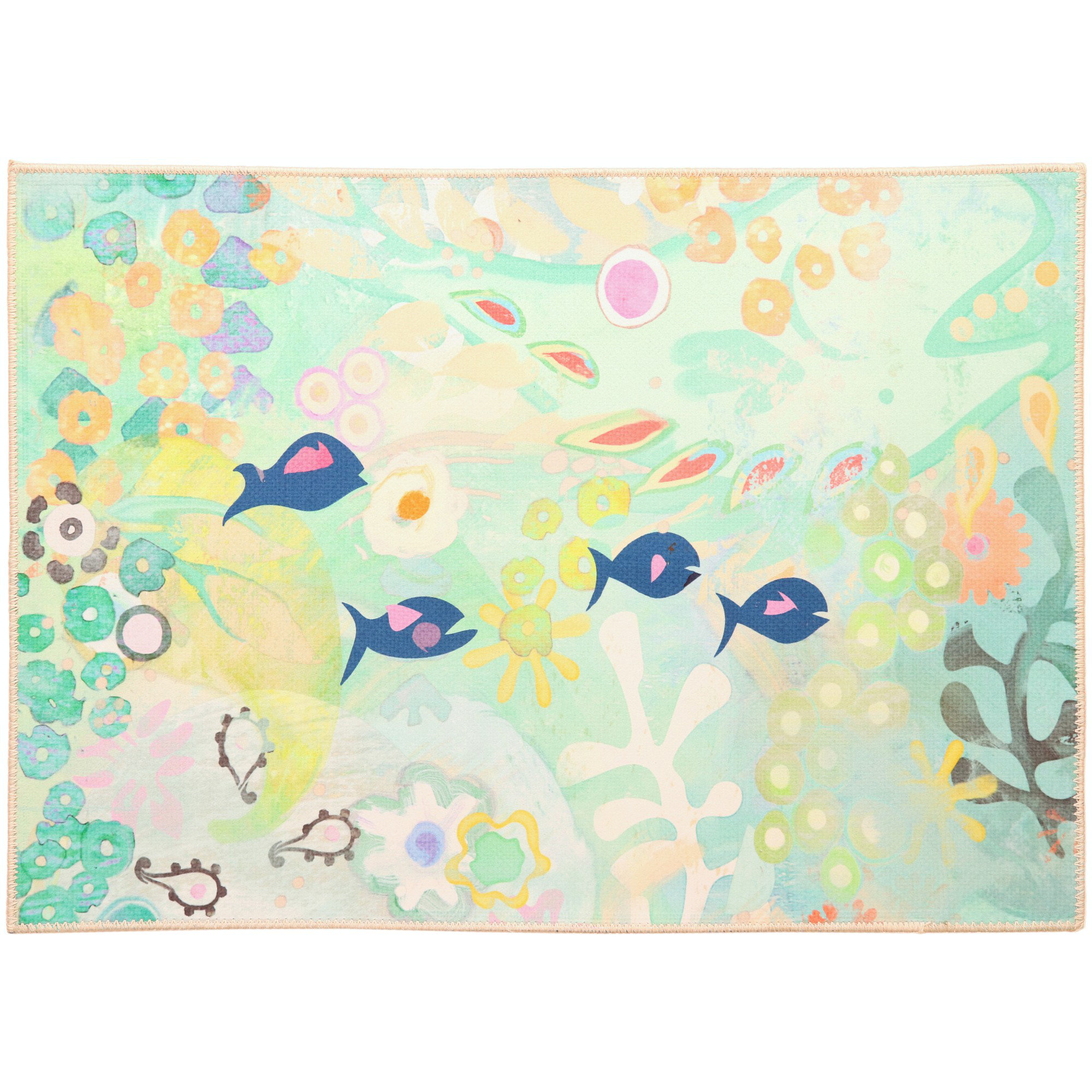 Jellybean Home & Garden Little Blue Fish Olivia's Home Accent Washable ...