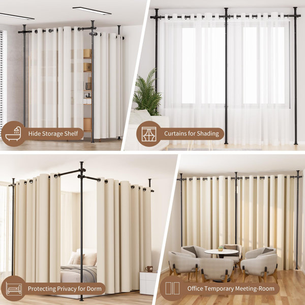 Symple Stuff Room Divider, Height And Width Adjustable No Drilling ...