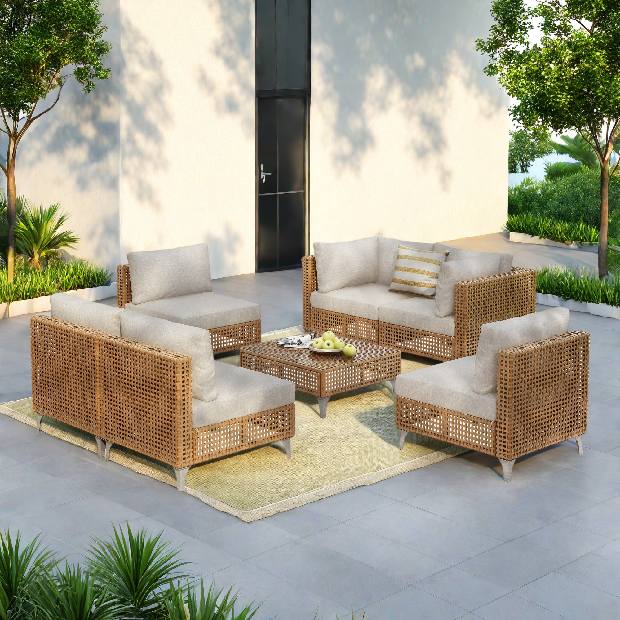 Latitude Run® 7-piece Wicker Outdoor Conversation Set Included 4 ...