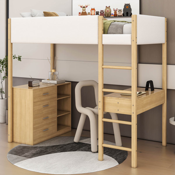 Harriet Bee Janace 4 Drawer Loft Bed with Bookcase by Harriet Bee | Wayfair