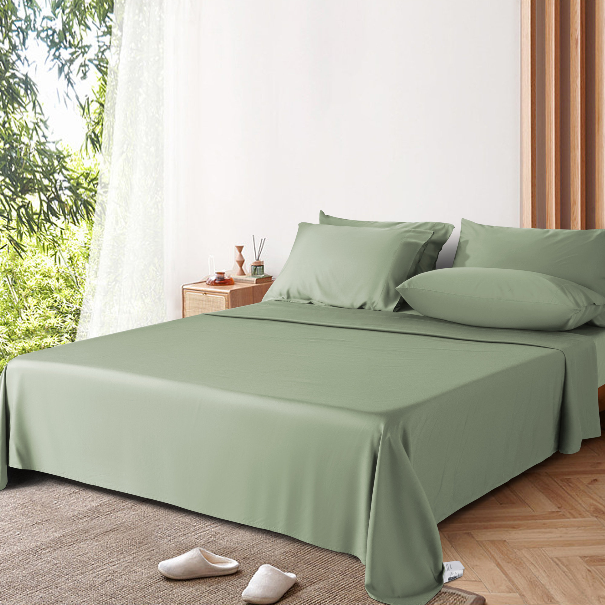 SONORO KATE 6 Pieces Bamboo Cooling Bed Sheets Set - 16" Deep Pockets ...
