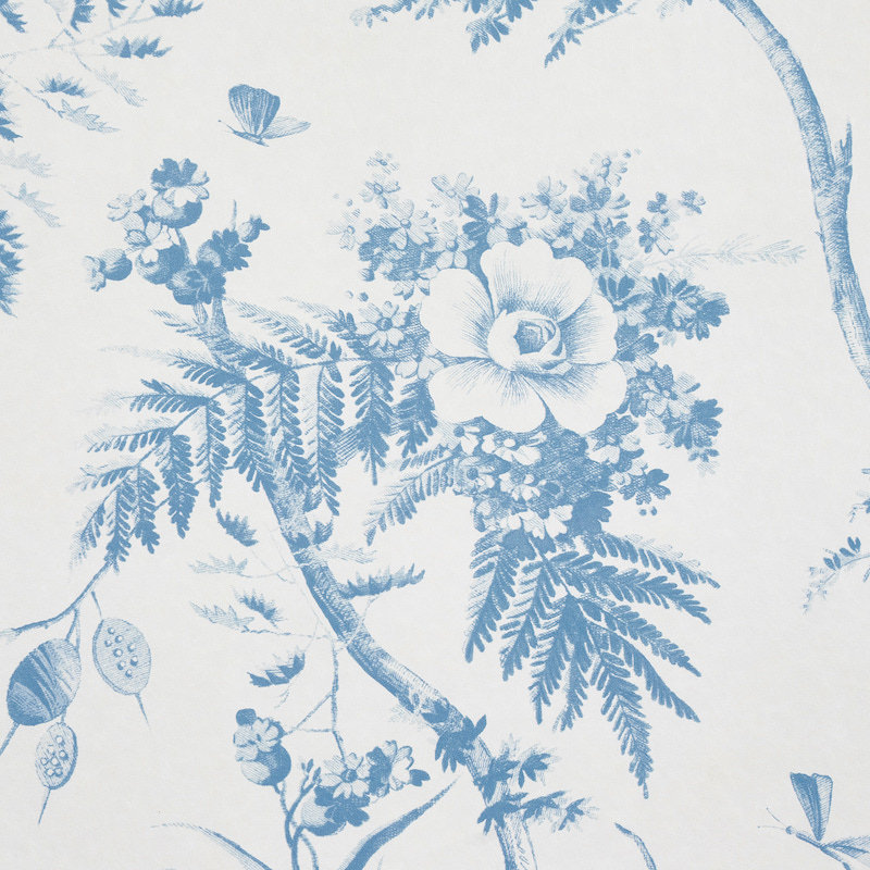 Schumacher x Jill Lasersohn Toile De La Prairie Wallpaper | Wayfair