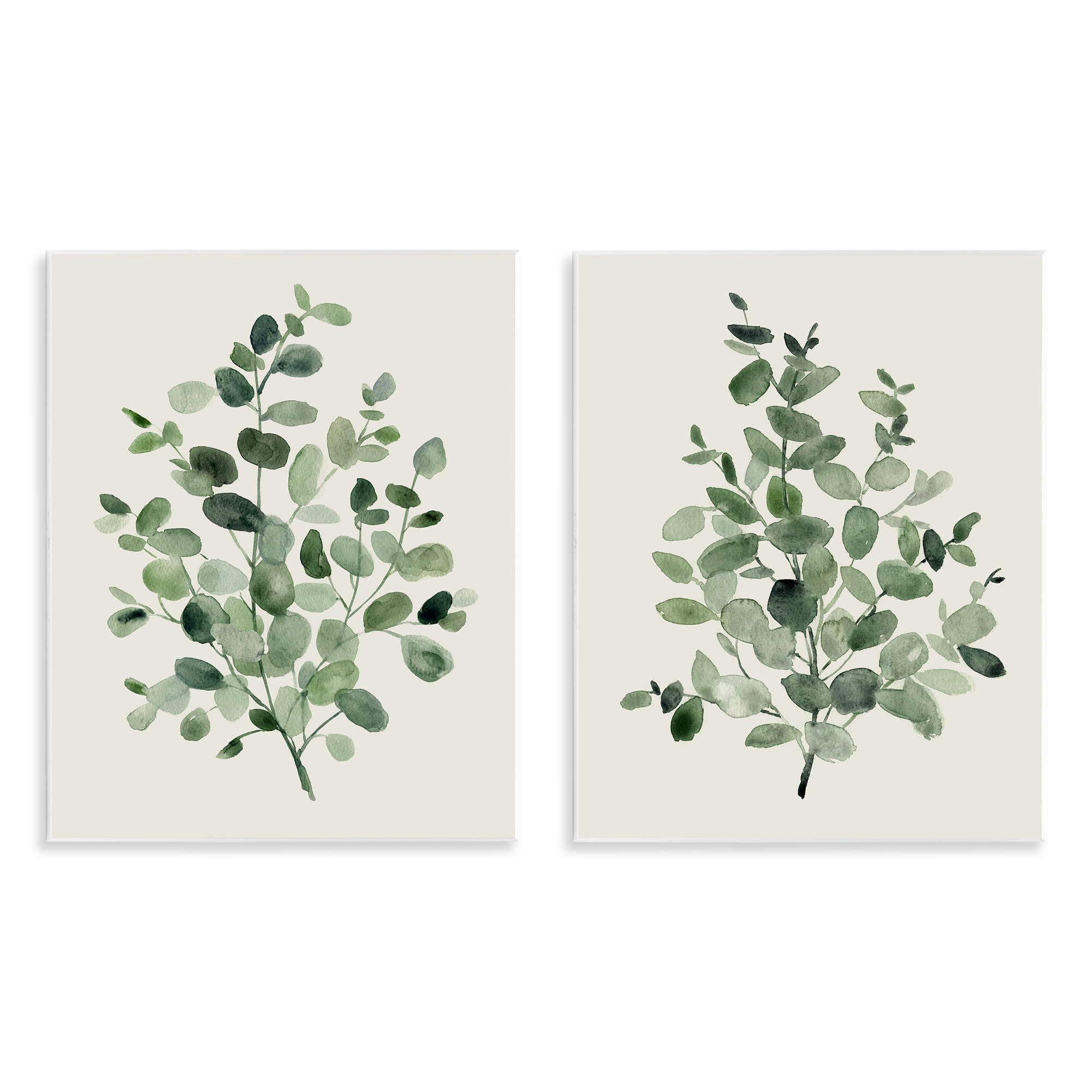 Ebern Designs Minimal Rounded Plant Leaves 2 Piece Wall Plaque Art Set ...