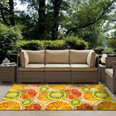 DECOMALL SUNSHINE Multicolored Bubbles Design Performance Outdoor Rugs ...