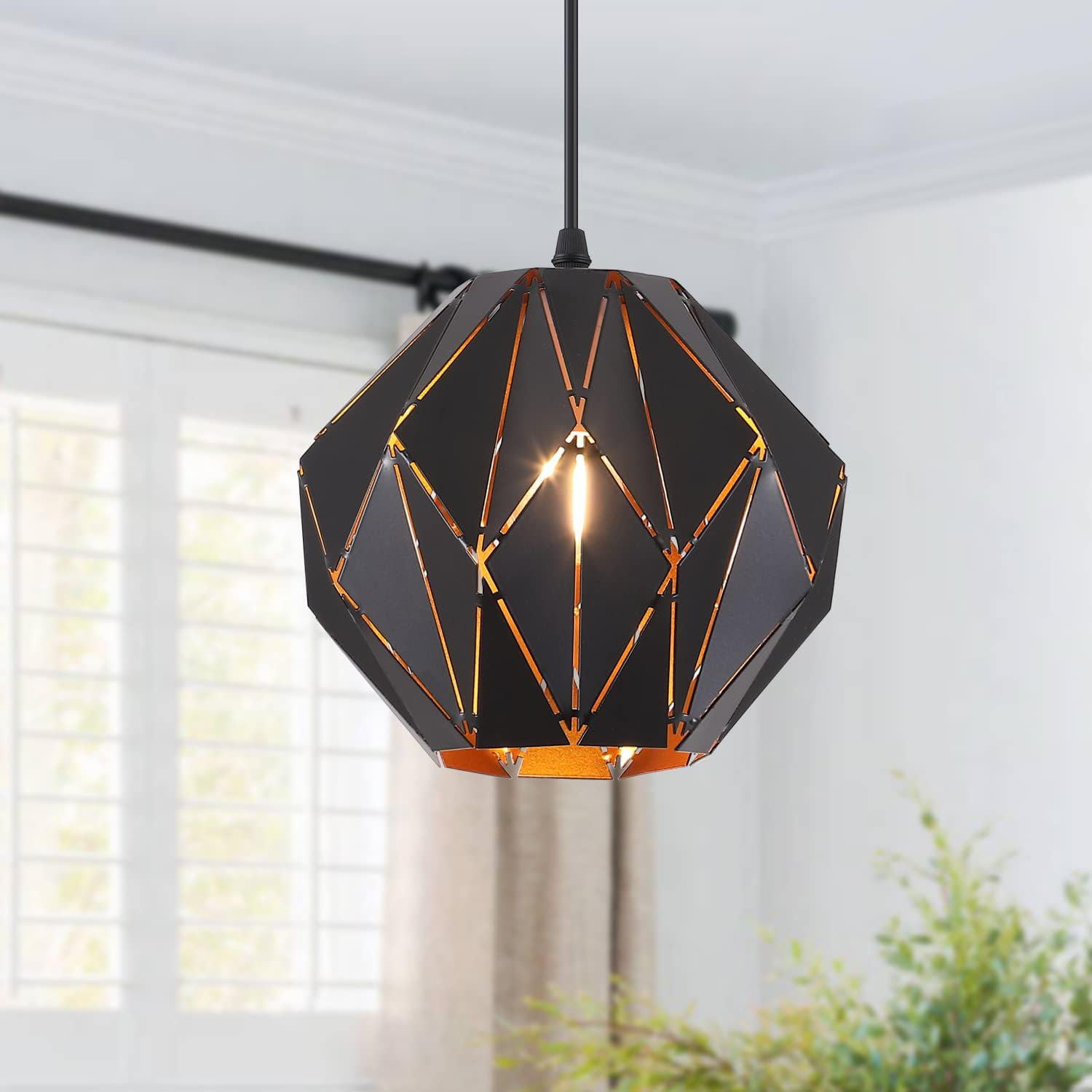 Wrought Studio™ Jumarion 1 - Light Matte Black LED Geometric Pendant ...