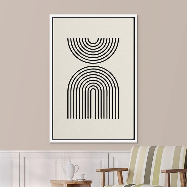 SIGNLEADER " Mid-Century Geometric Dark Striped Wave Arch " on Canvas ...