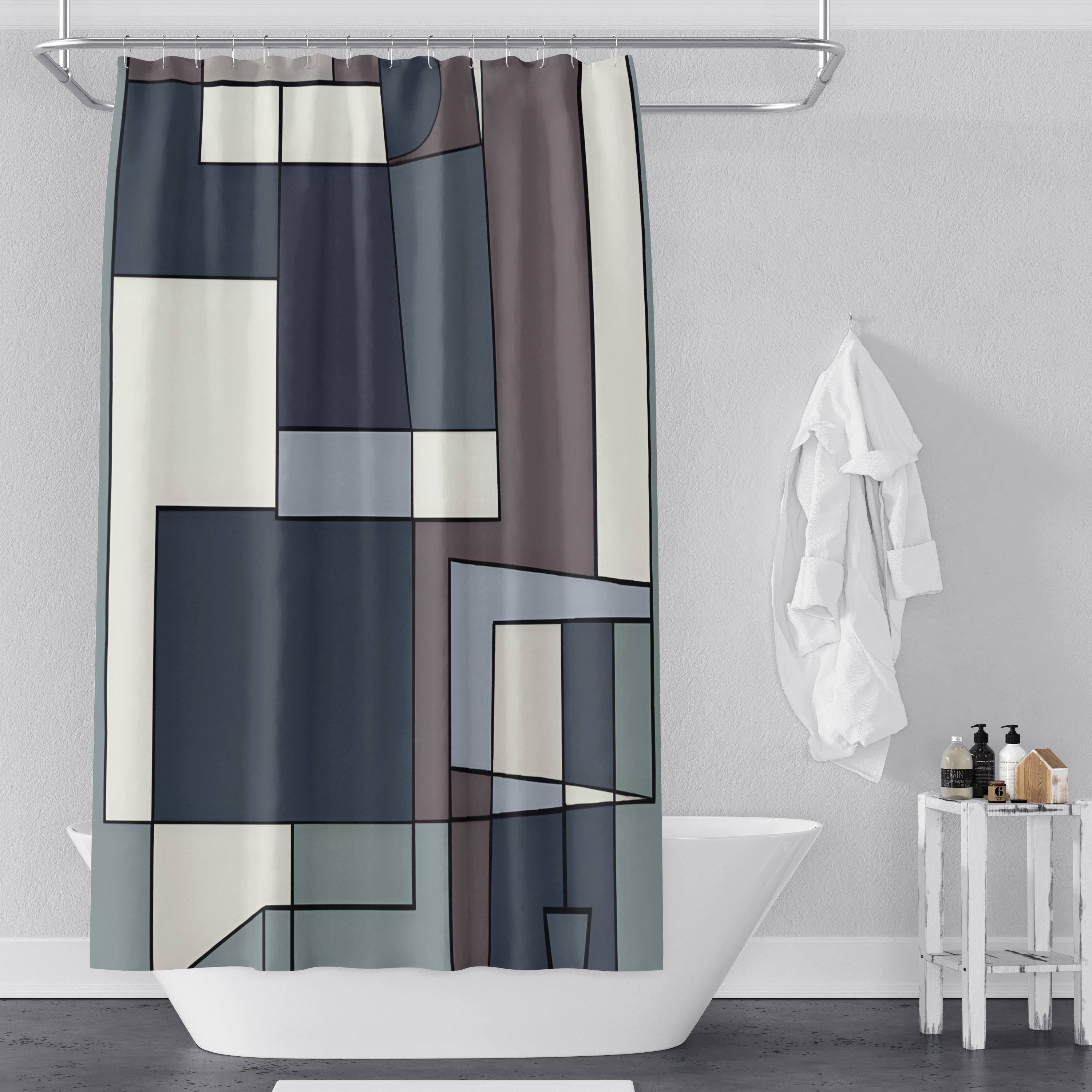 East Urban Home Cobert Geometric Shapes Shower Curtain | Wayfair