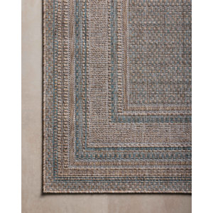 Amber Lewis x Loloi Indoor / Outdoor Topanga Natural / Teal Area Rug ...