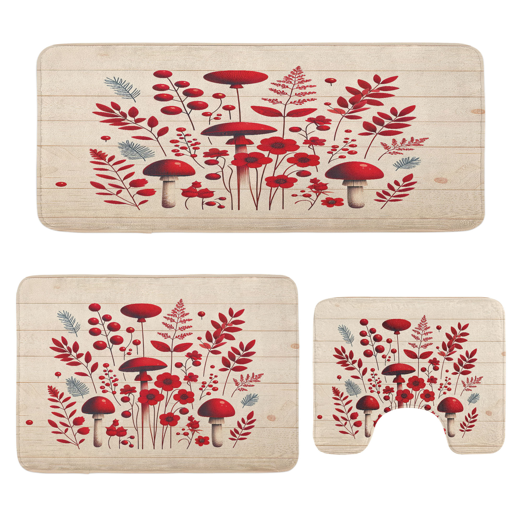 Dakota Fields Rustic Bathroom Rug Set 3 Pieces U-Shape & Rectangle Mats ...