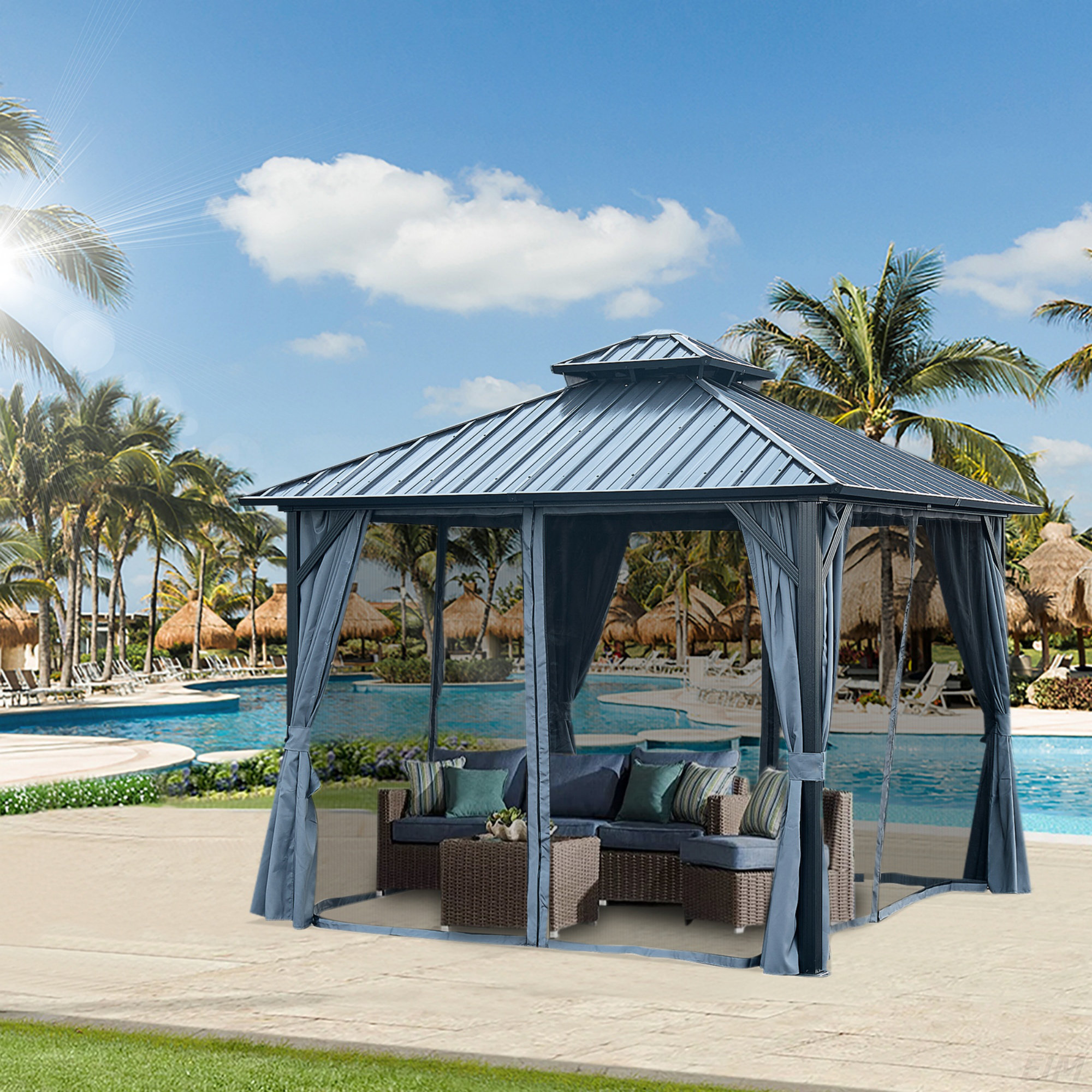 CHENGGUHENGXIN Patic Gazebo,Aluminum Gazebo With Steel Canopy,Outdoor ...