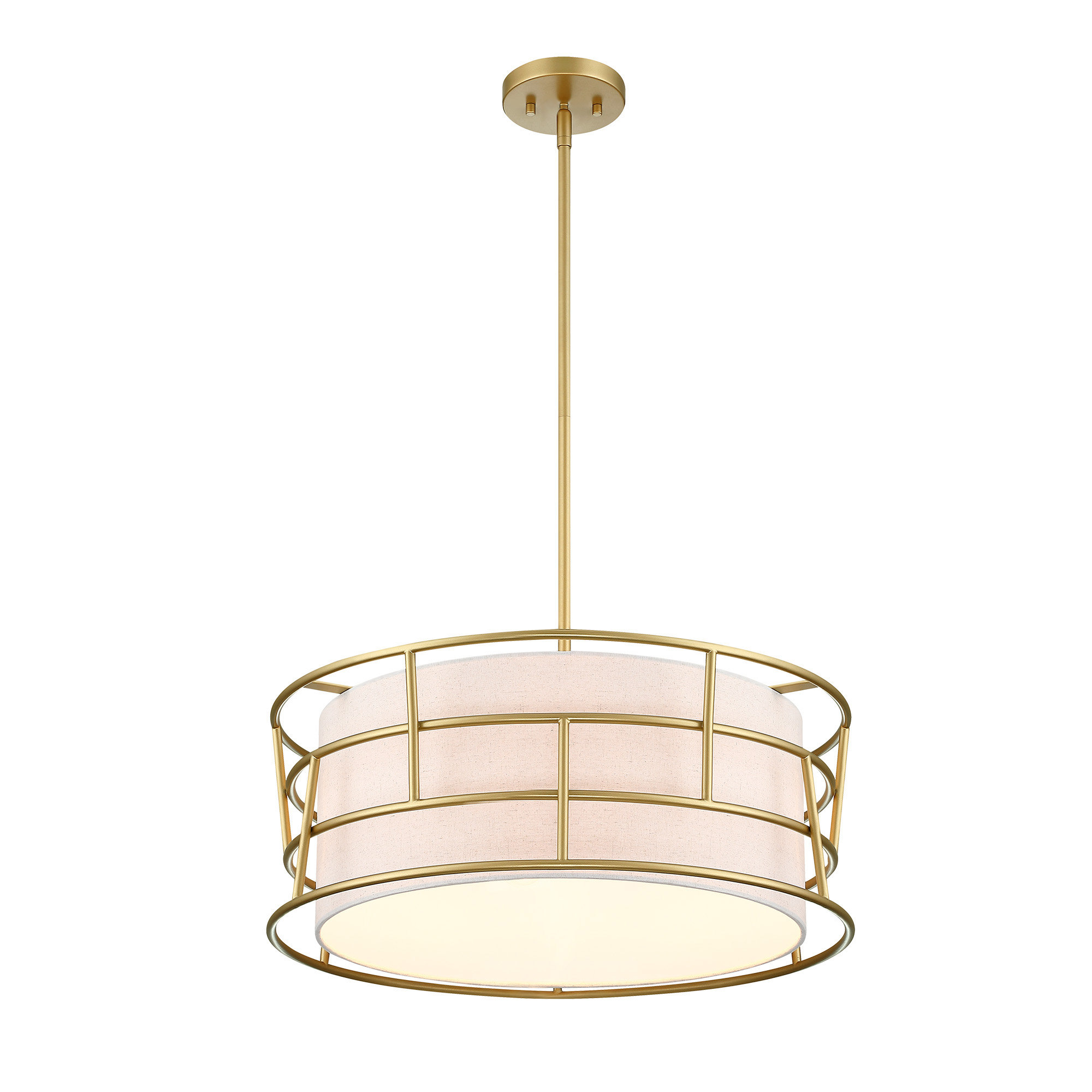 Mercer41 Beckles 60 Watt 3-Light Drum Pendant with Fabric Shade and ...
