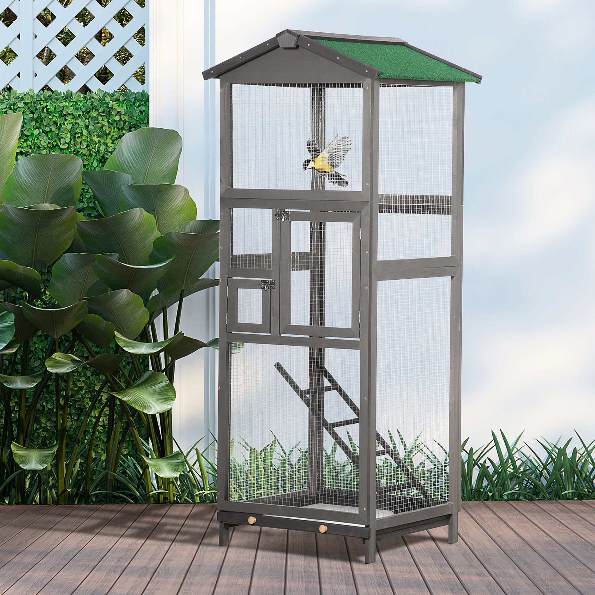 Tucker Murphy Pet™ 65" Wooden Bird Cage For Parrots, Parakeets ...