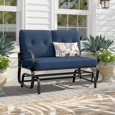 Lark Manor™ Outdoor Amerigo Gliding Metal Bench with Cushions ...