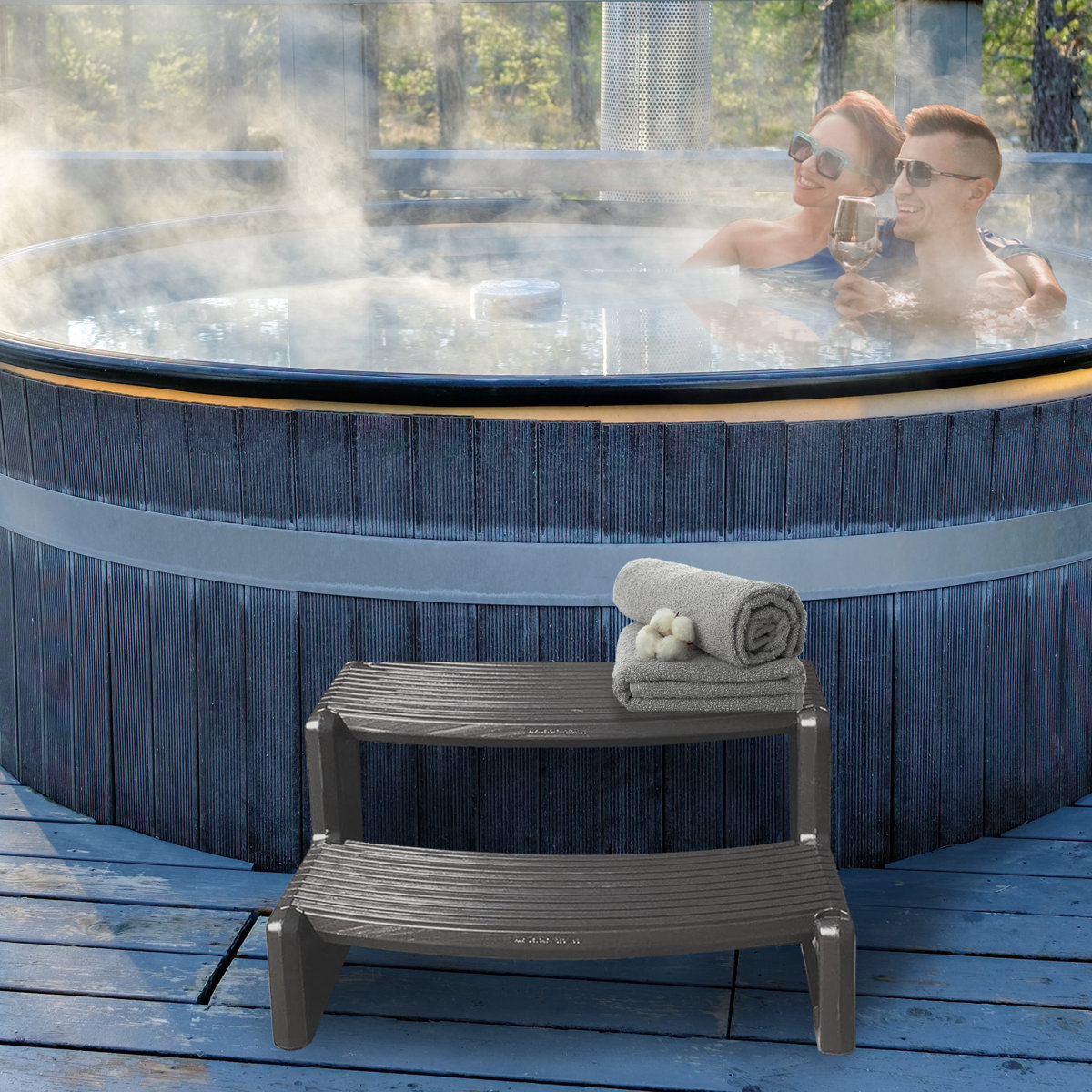 Confer Plastics Handi-Step Spa Hot Tub Stairs for Straight/Curved Spas ...