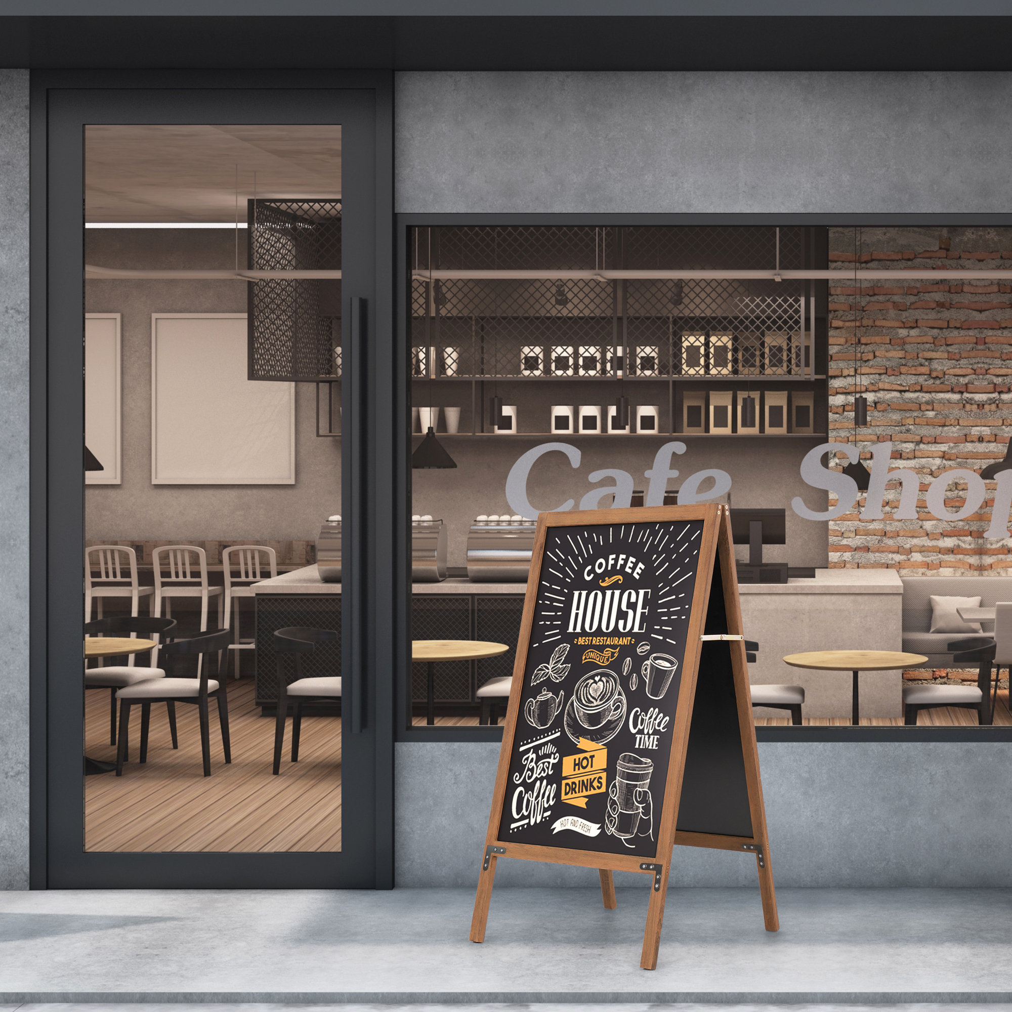 Decofy 40" X 20" Wood Chalkboard Signs Easel With Stand, Rustic Menu ...