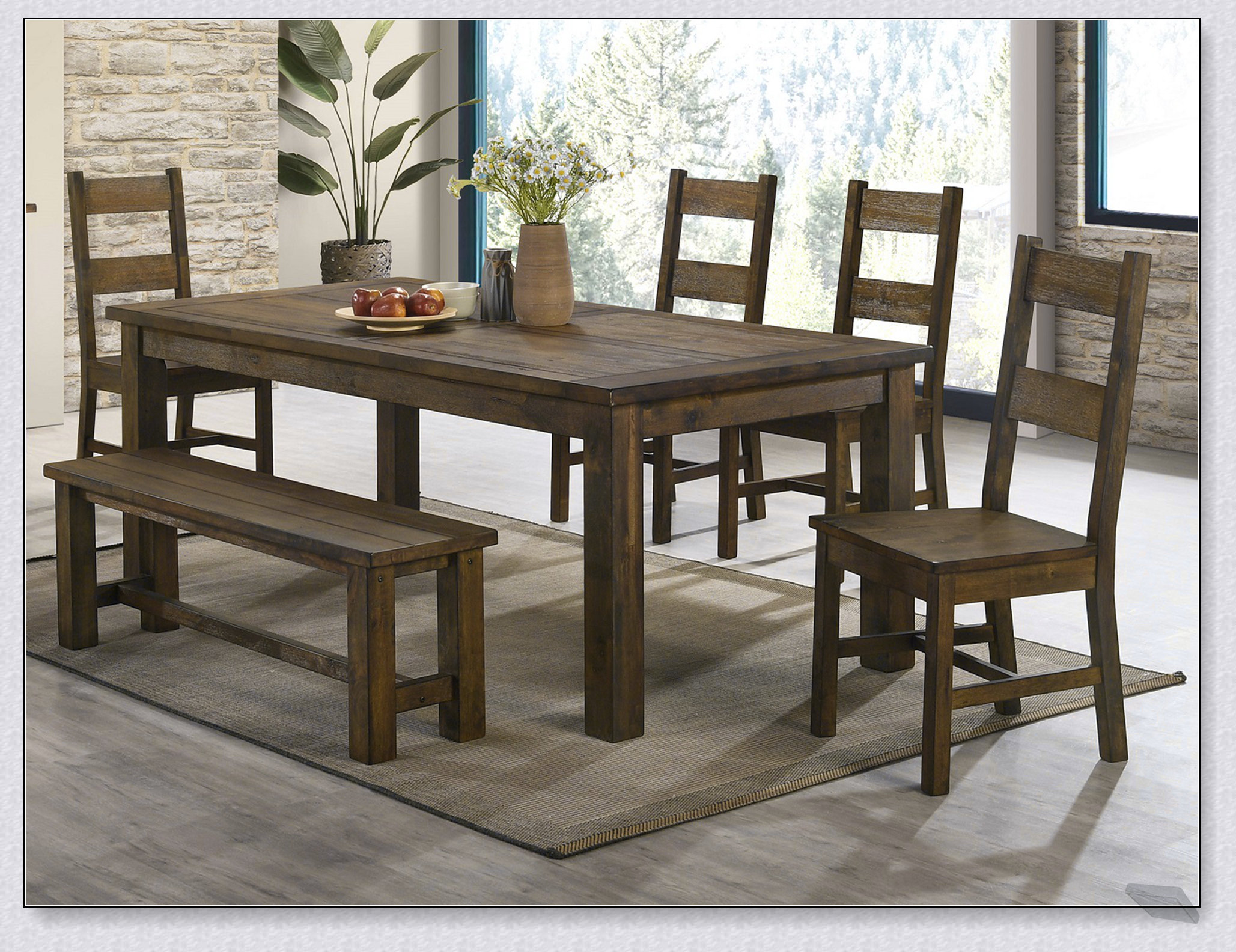 Red Barrel Studio® Set of 2 Rustic Golden Wooden Dining Chairs with ...