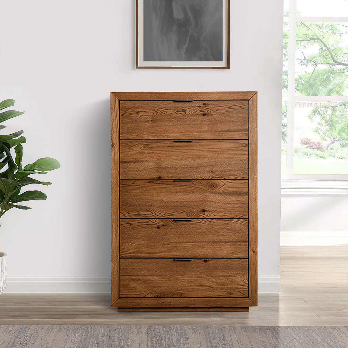 Builddecor Commode haute 48 po Lier, 5 tiroirs, poignées intégrées ...