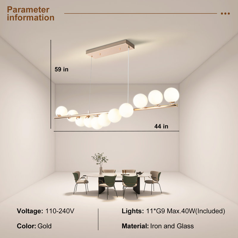 Mercer41 11 - Light Dimmable Bubble Glass Sputnik Modern Linear ...