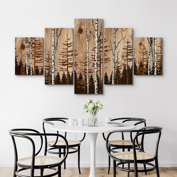 IDEA4WALL Western Wood Effect Landscape Birch Tree Forest On Hill Side ...