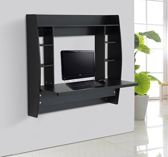 Symple Stuff Laforest Wall Mounted Floating Computer Desk with Storage ...