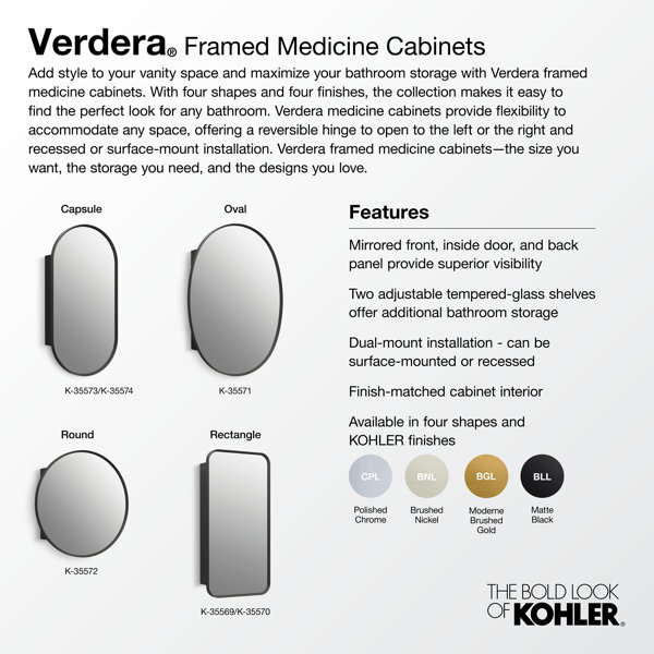 Kohler Verdera Capsule Framed Medicine Cabinet & Reviews | Wayfair