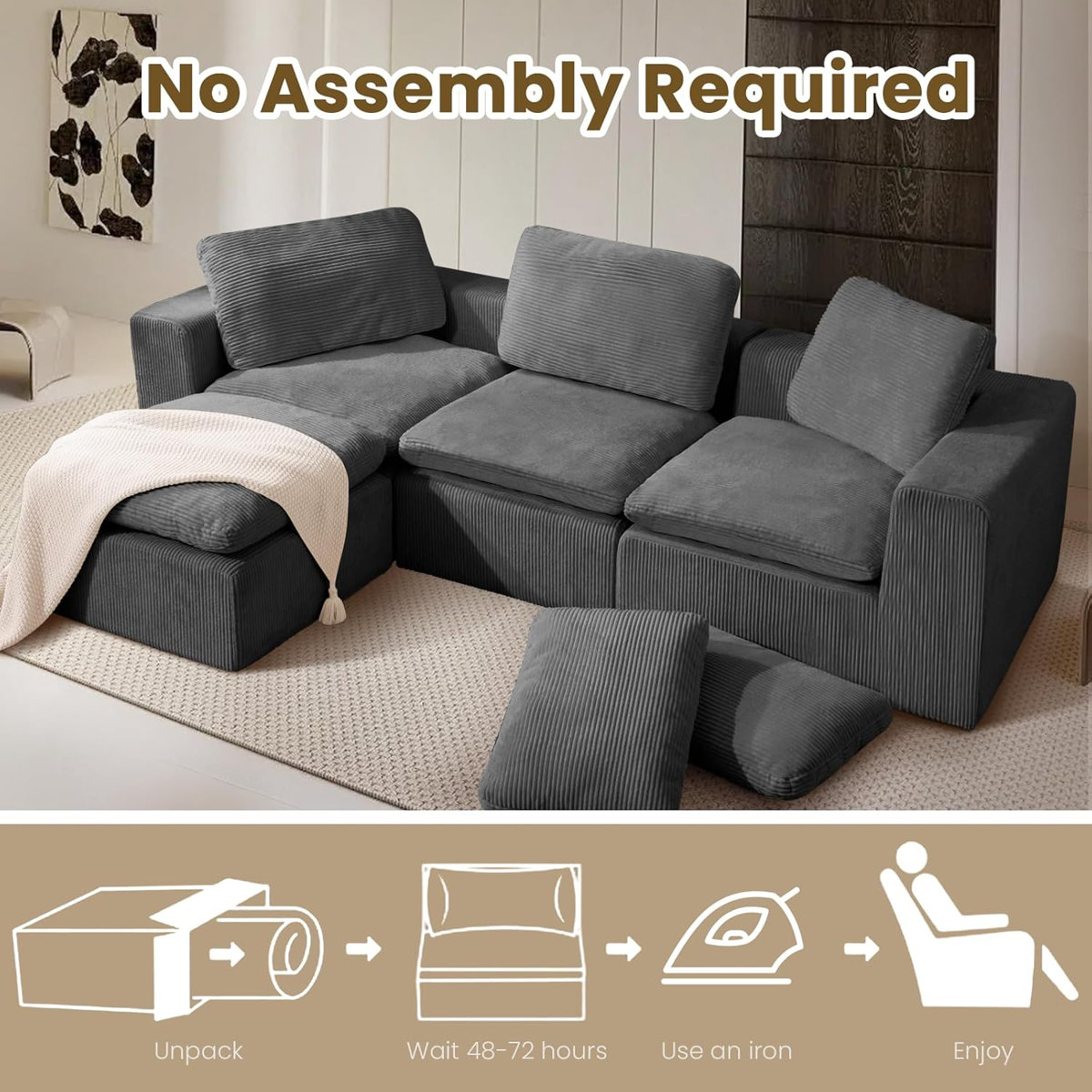 Wrought Studio™ Cloud Sectional Couches For Living Room, Modular L ...