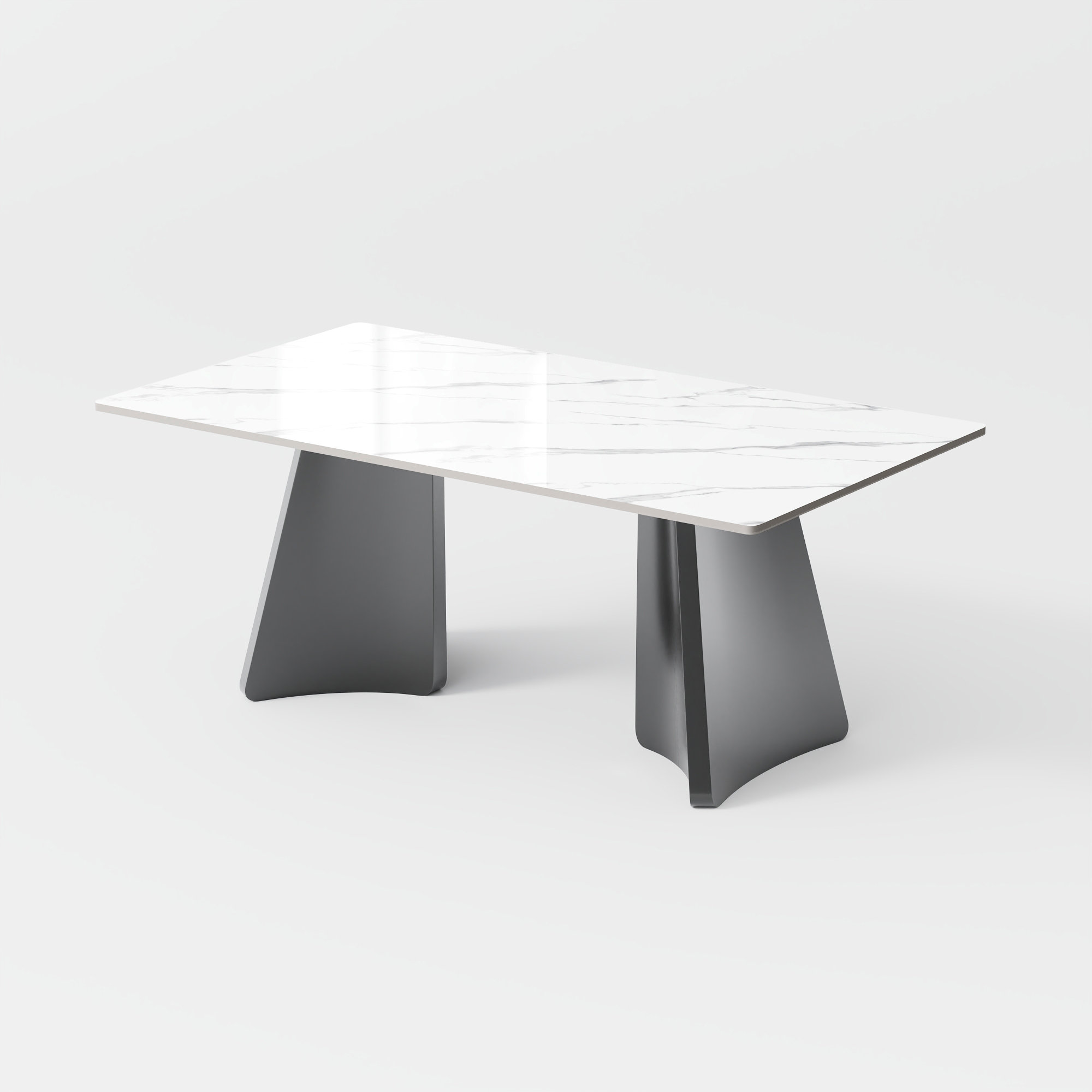Ivy Bronx Modern White Rectangular Sintered Stone Dining Table with ...