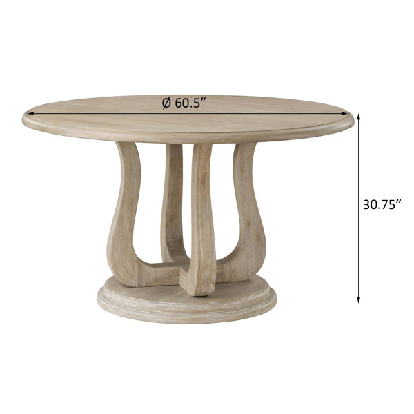 Ophelia & Co. Ducor White Washed Round Dining Table with Pedestal Base ...