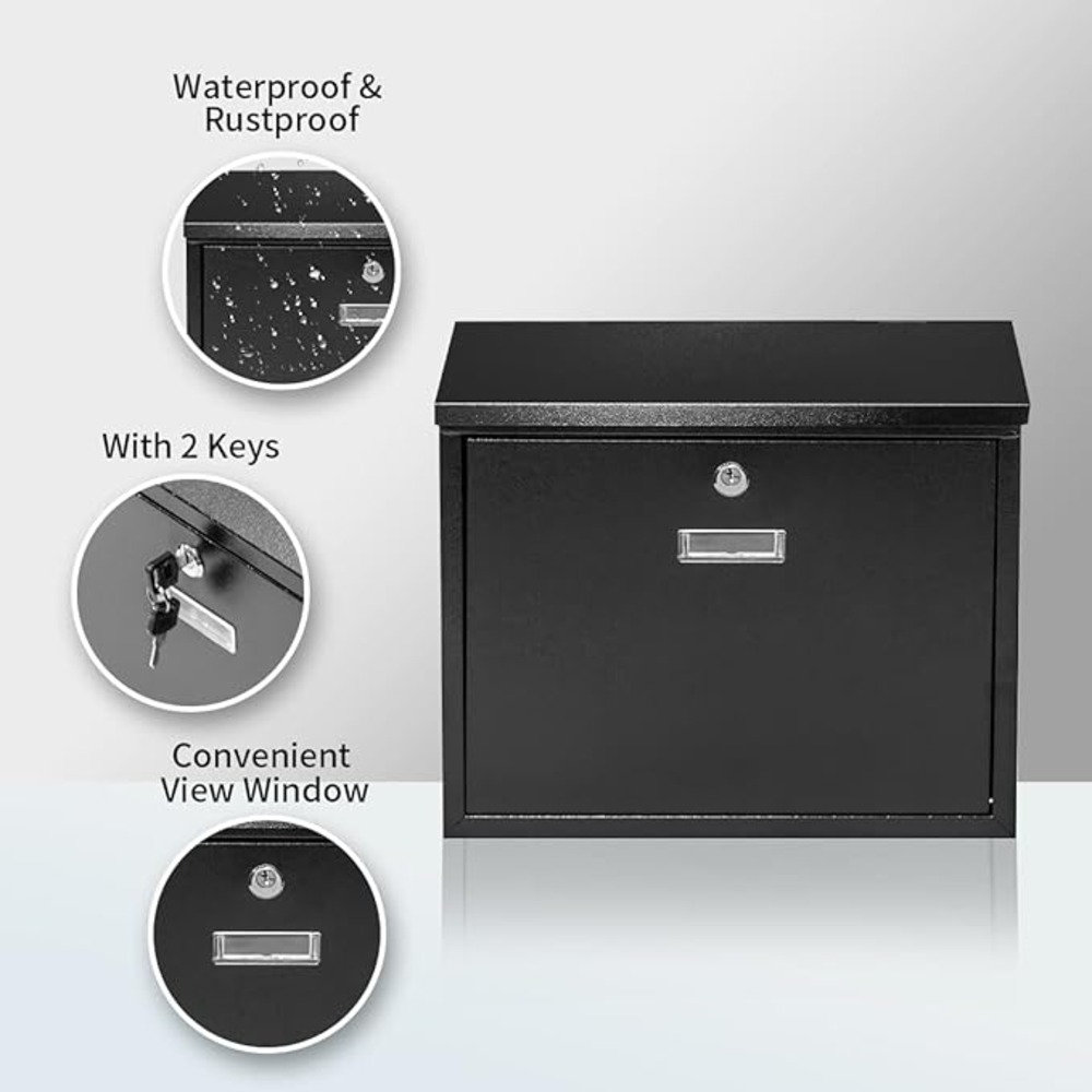 Invenitiah Mailbox Wall Mount,Large Capacity Locking Mailbox For ...