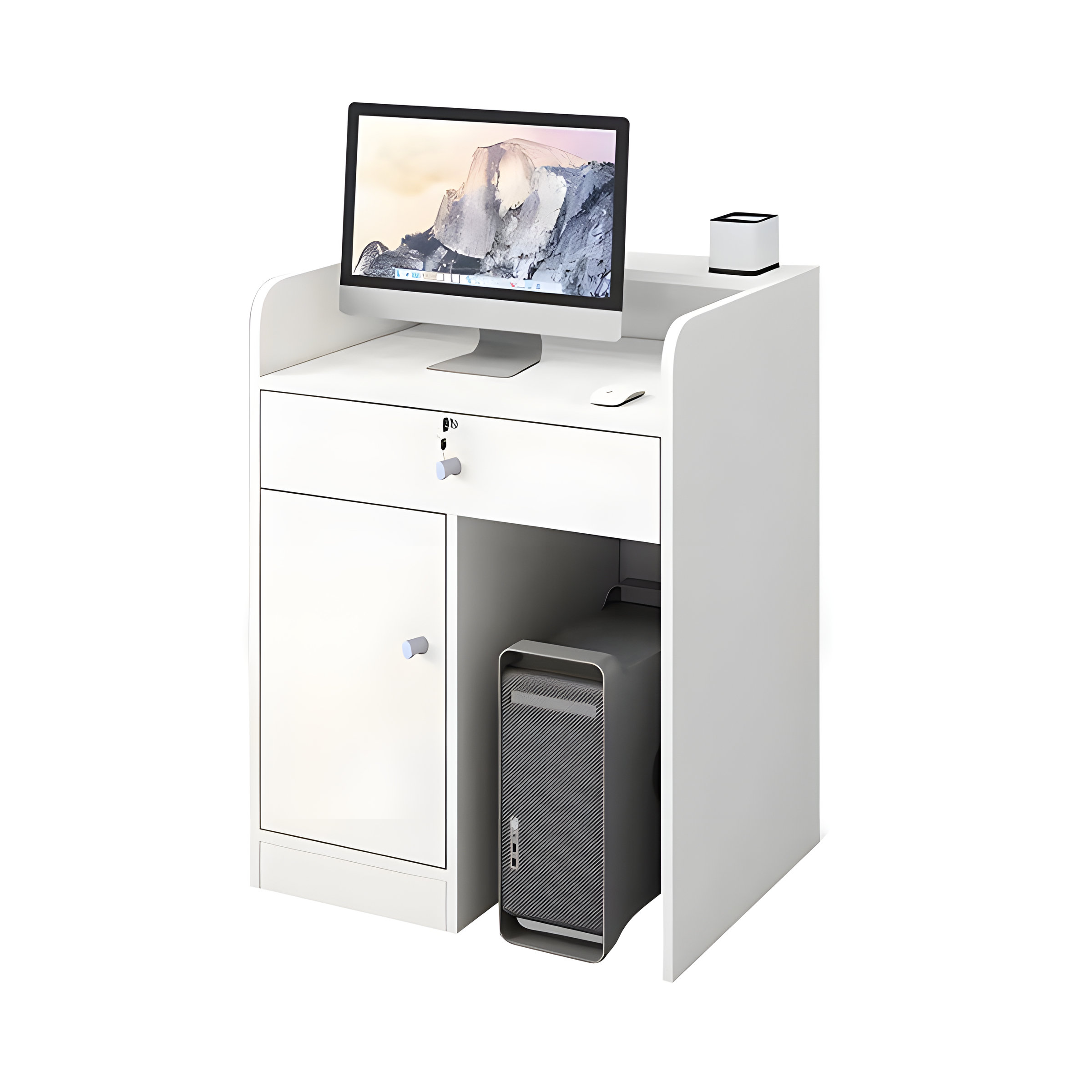 Ebern Designs Compact Modern Reception Desk With Lockable Storage ...