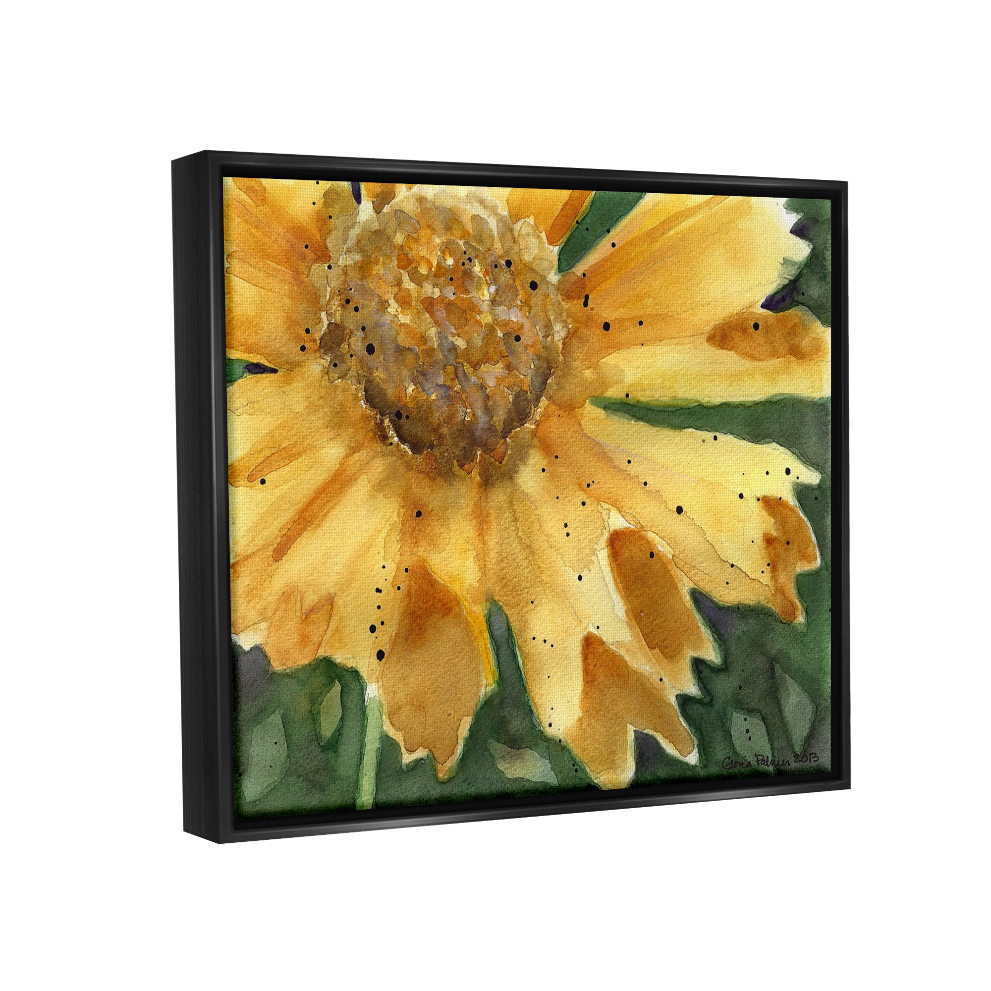 Red Barrel Studio® Modern Sunflower Watercolor Framed Floater Canvas ...