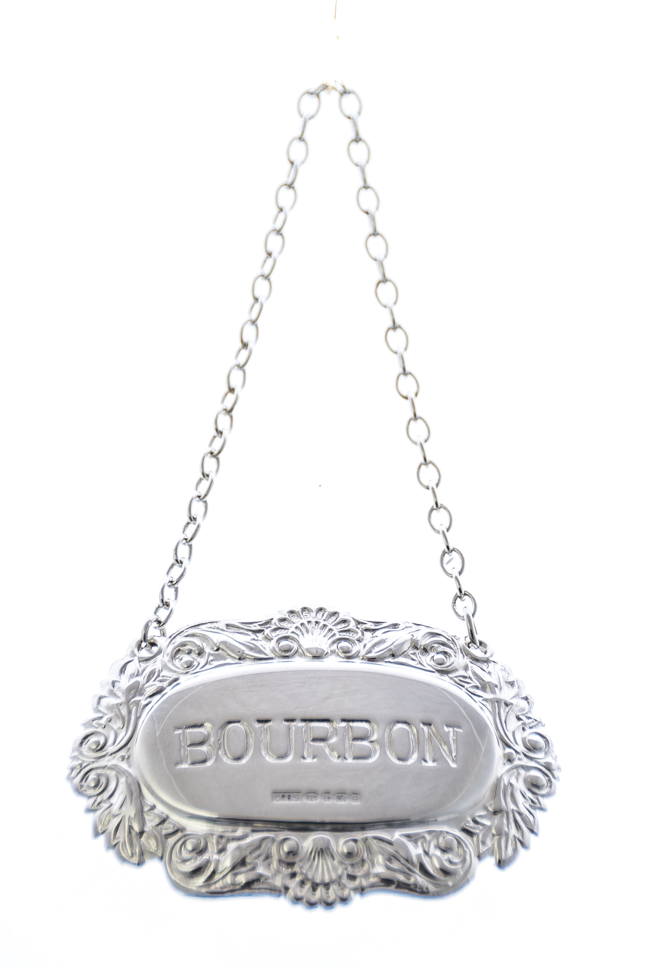 Corbell Silver Company Decanter Label-Bourbon Fancy Shell and Scroll ...