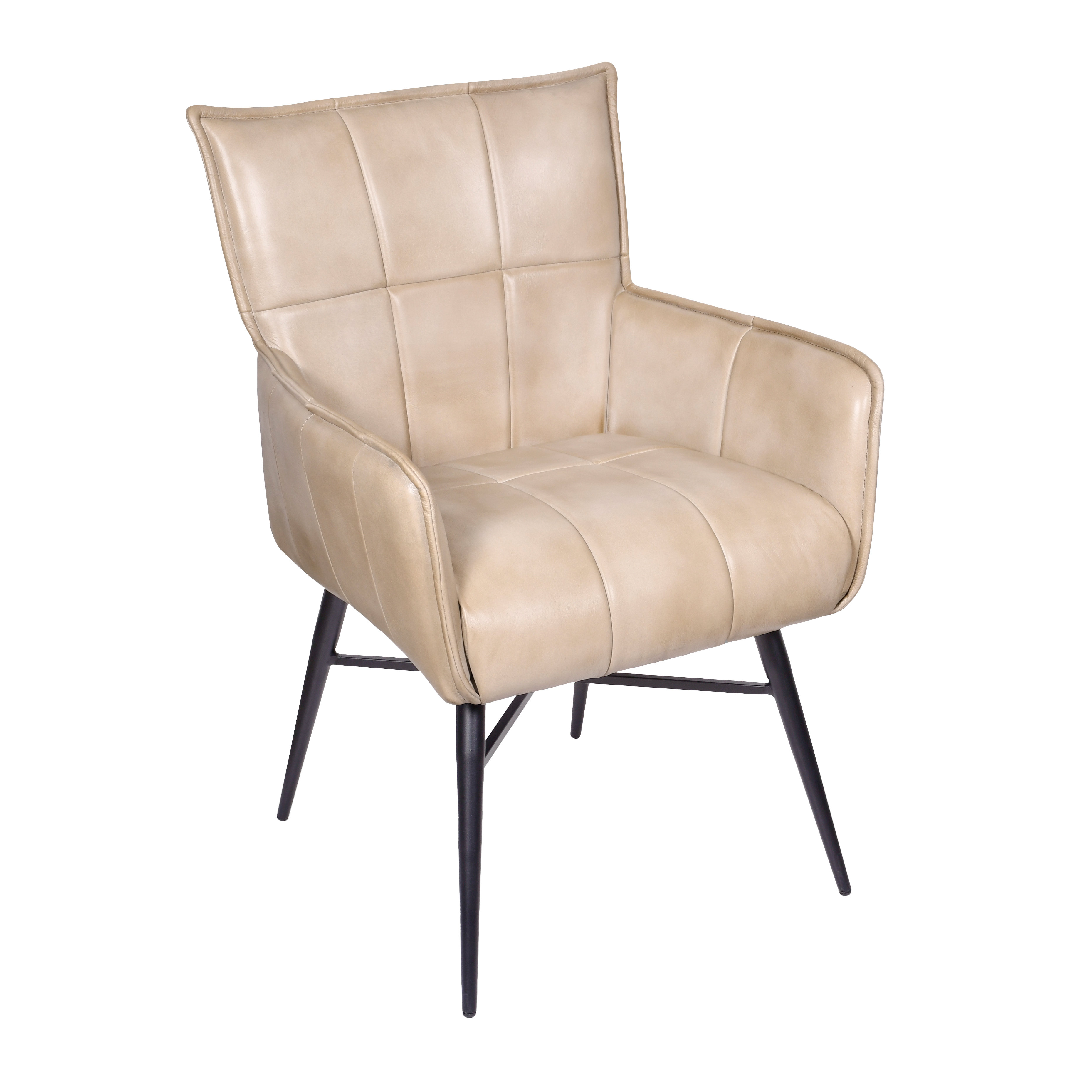 Corrigan Studio® Gabriel Genuine Leather Arm Chair In Mid-century Stone ...