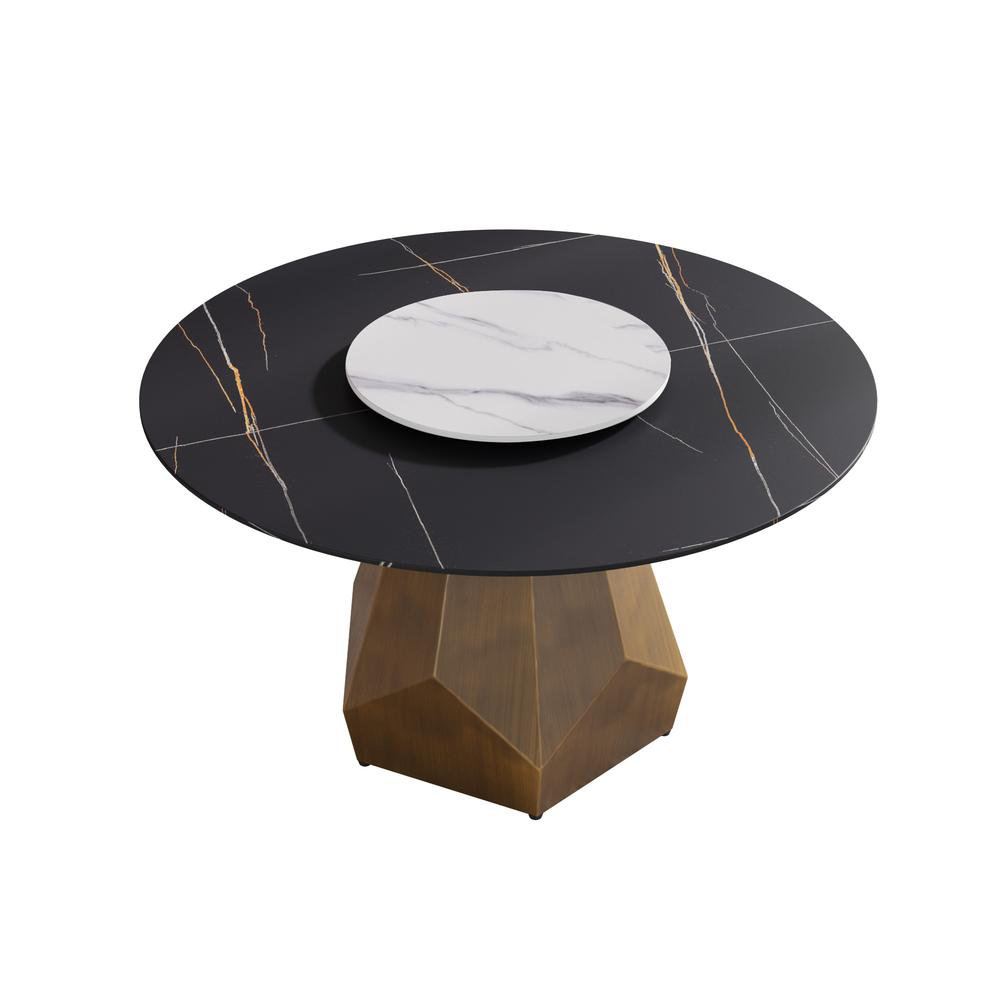 Corrigan Studio® 53'' Modern Round Design Marble Top Dining Table With ...