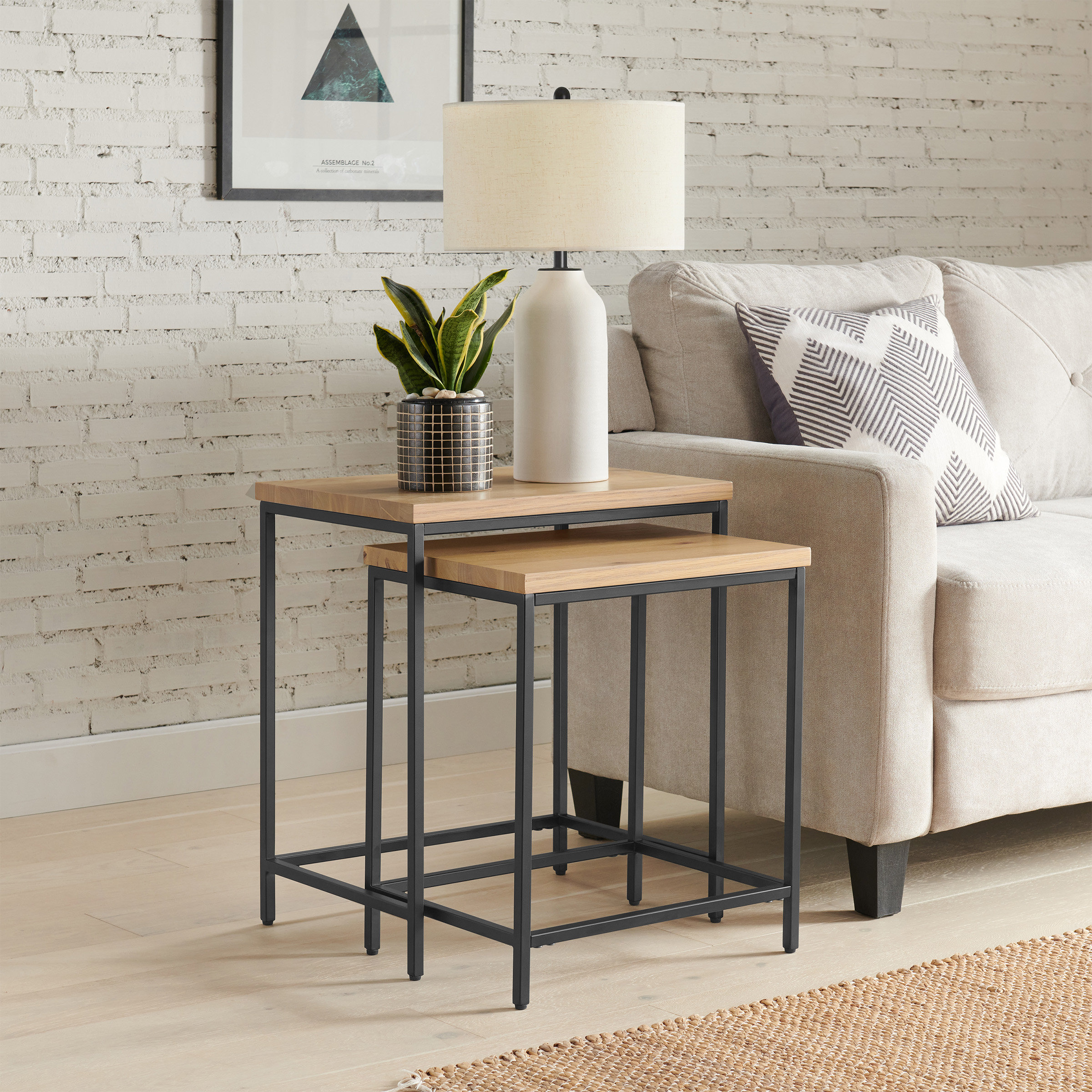 17 Stories Modern Side Nesting Tables with MDF Wood Tops and Metal ...