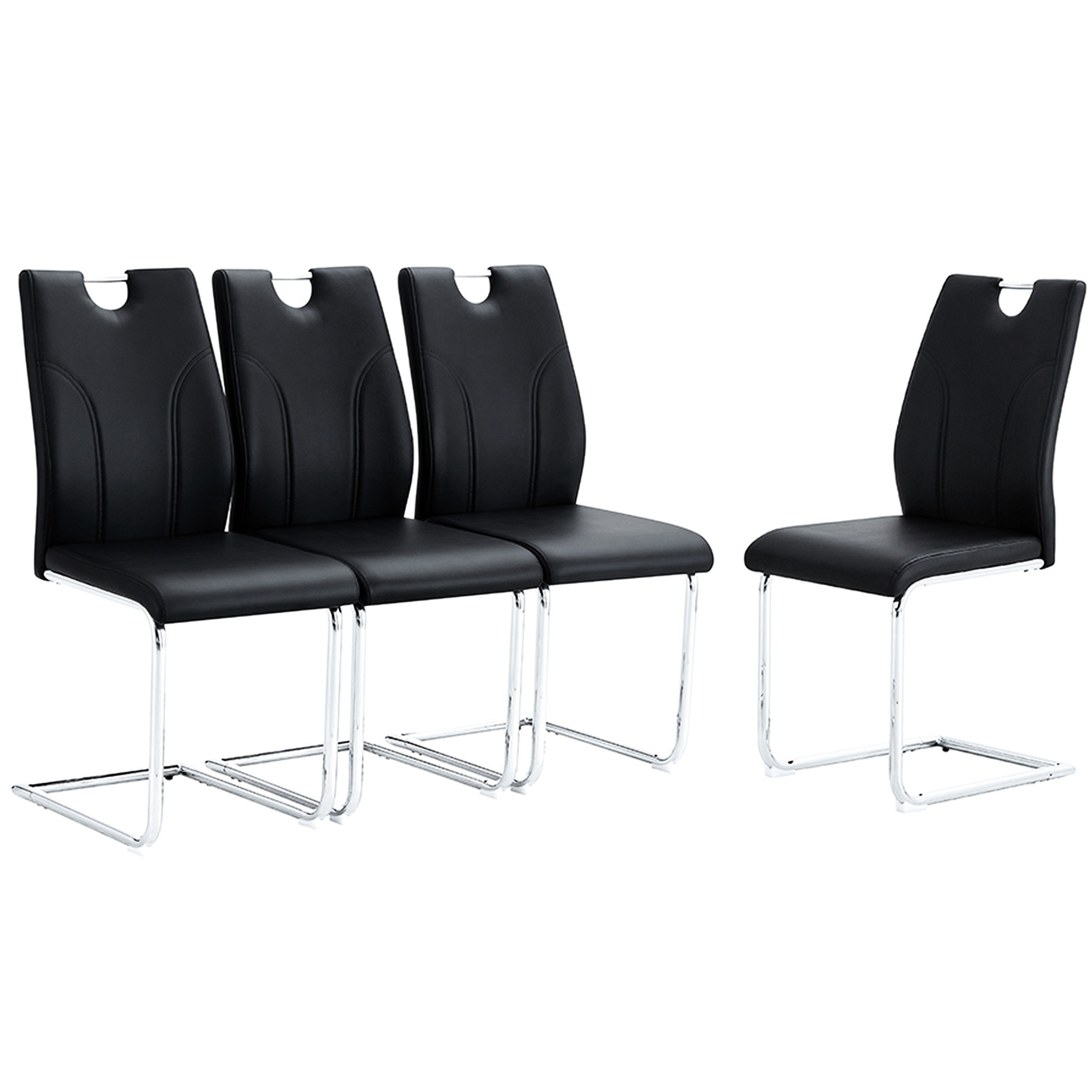 Brayden Studio® Black Pu Dining Chair (4 Pieces) - Chic & Functional ...