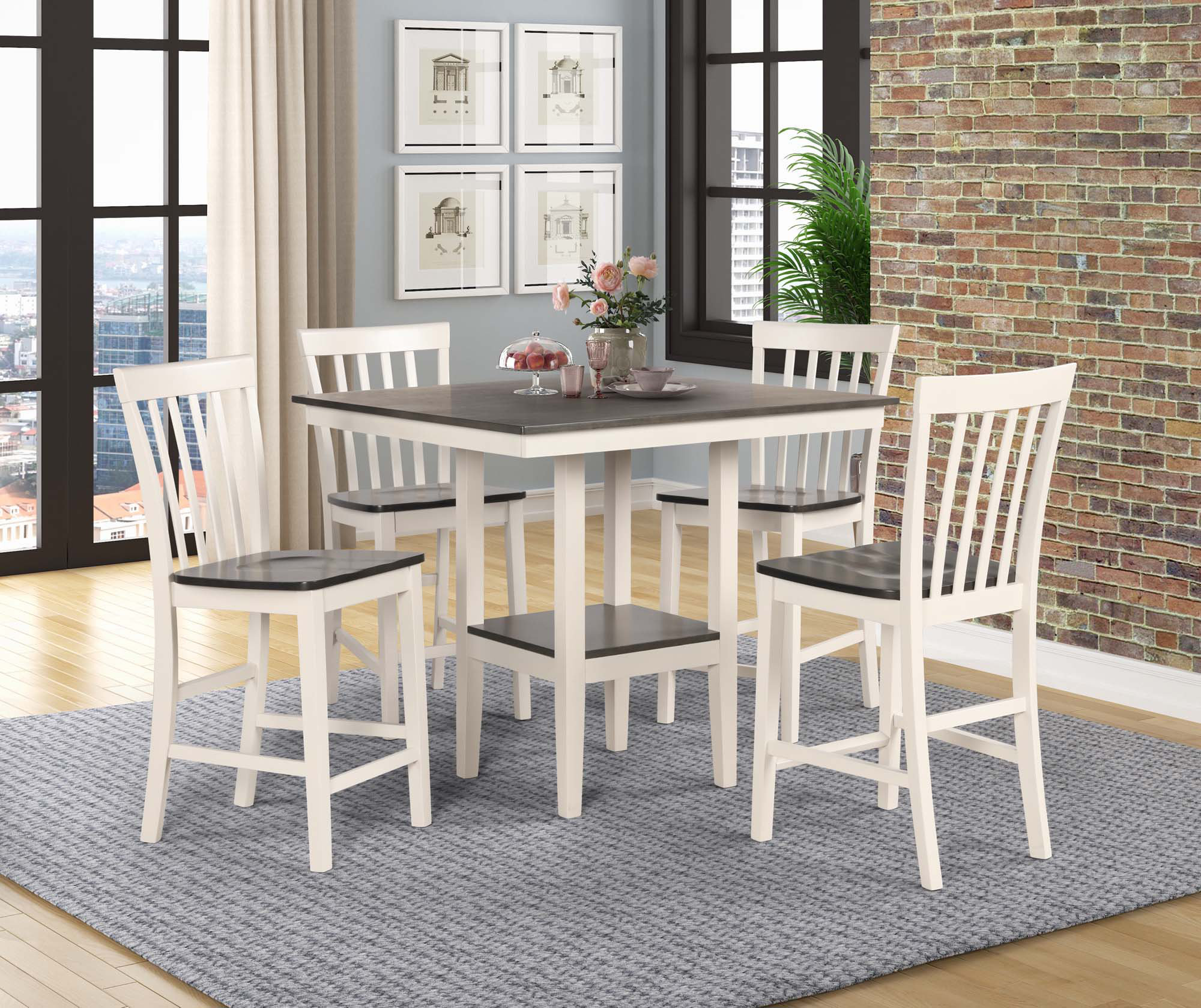 Lark Manor™ Rustic Farmhouse Transitional 5-Pc Counter Height Dining ...
