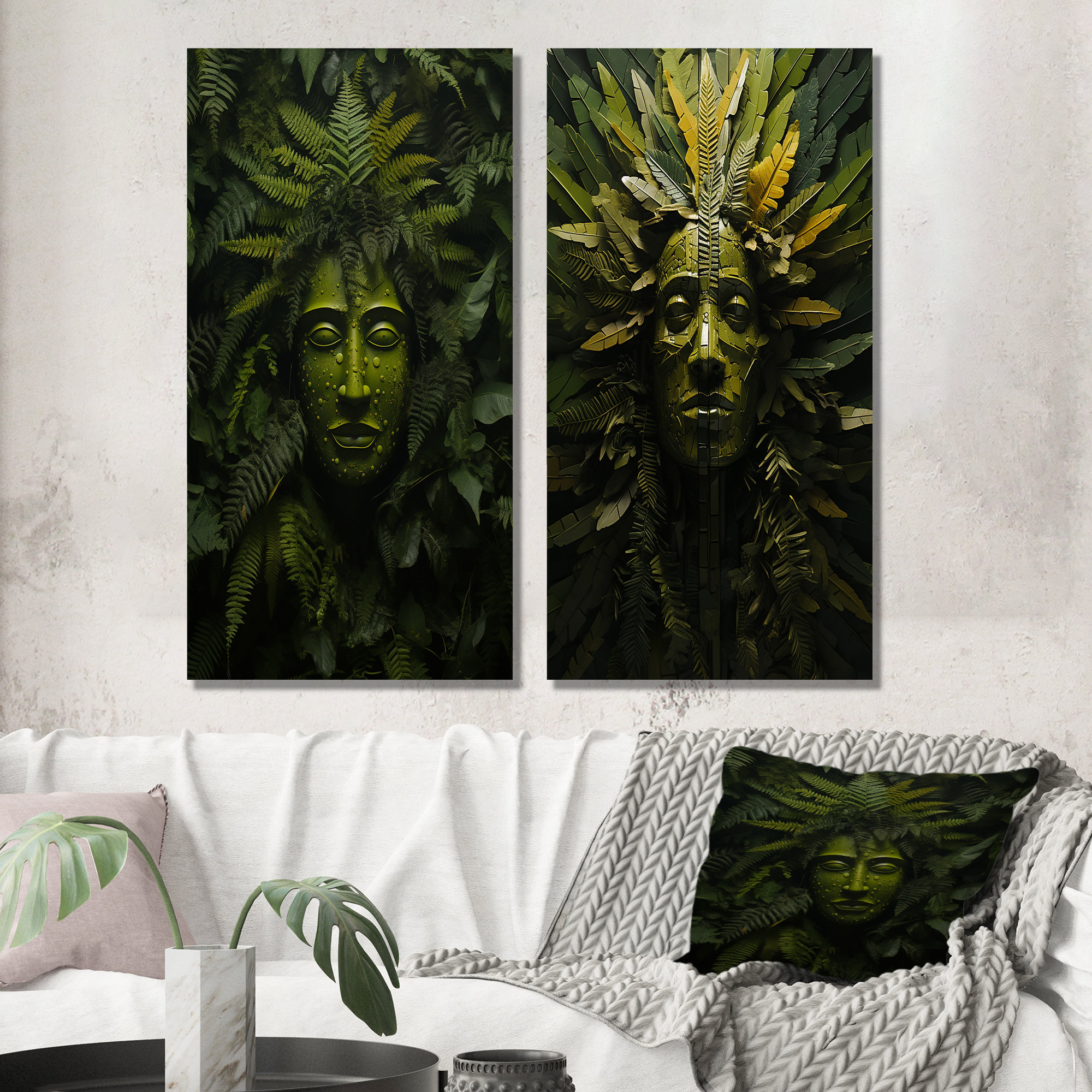 Trinx Modern Tribal Forest Mask - Abstract Portraits Wall Decor Set Of ...